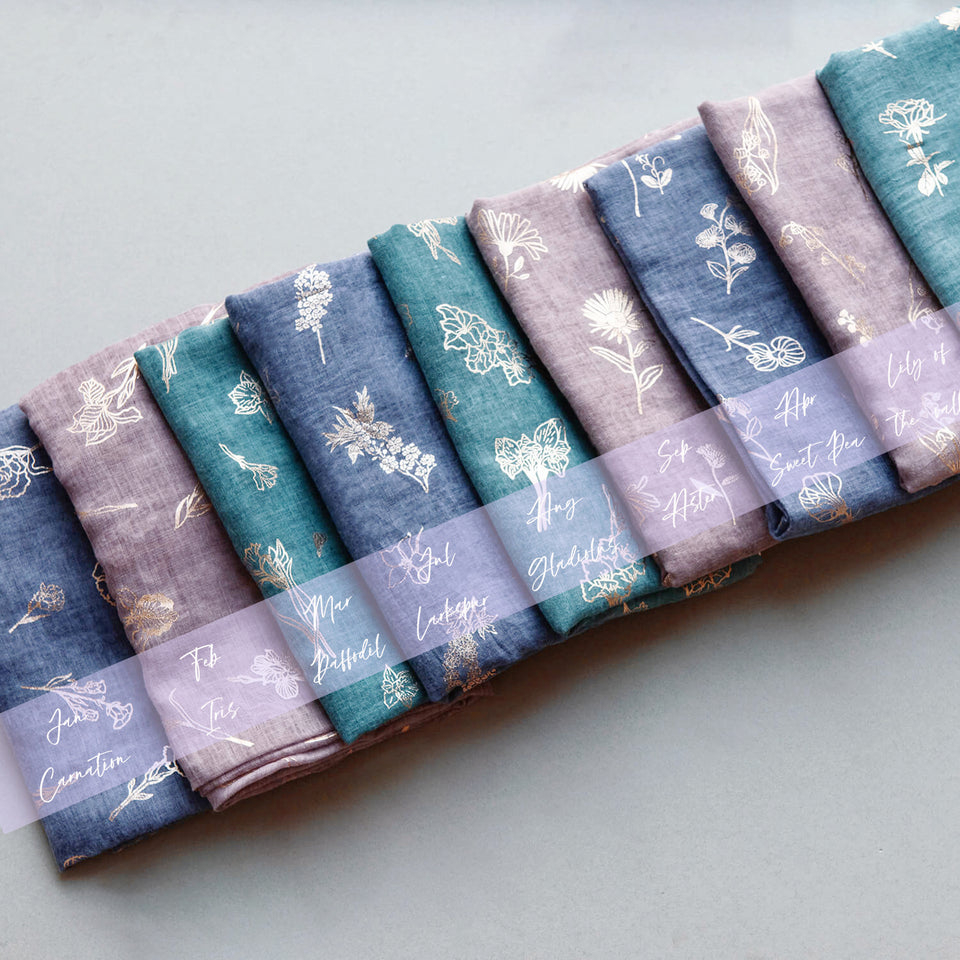 Personalised Rose Gold Foil Birth Flower Scarf