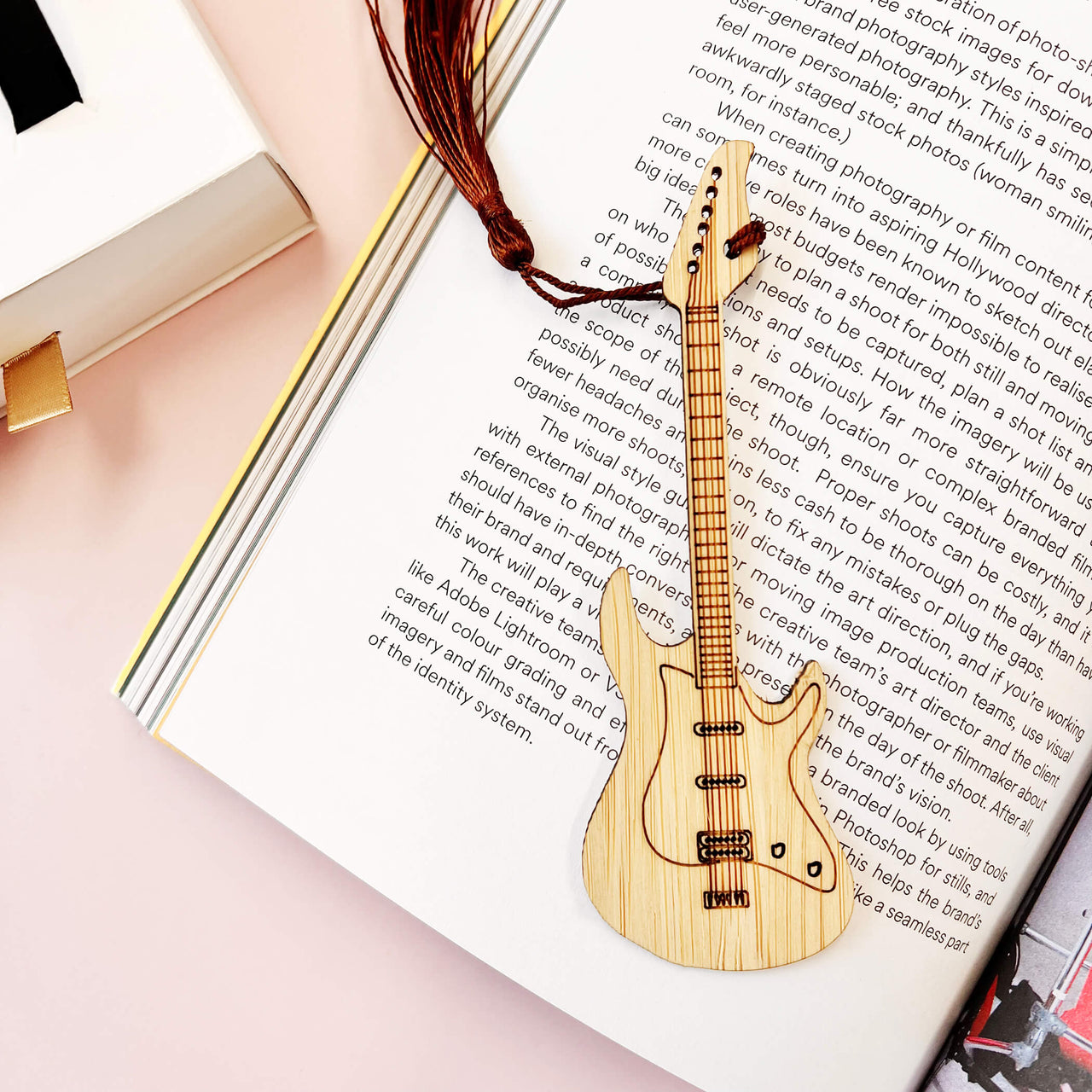 Personalised Men's Wooden Electric Guitar Bookmark