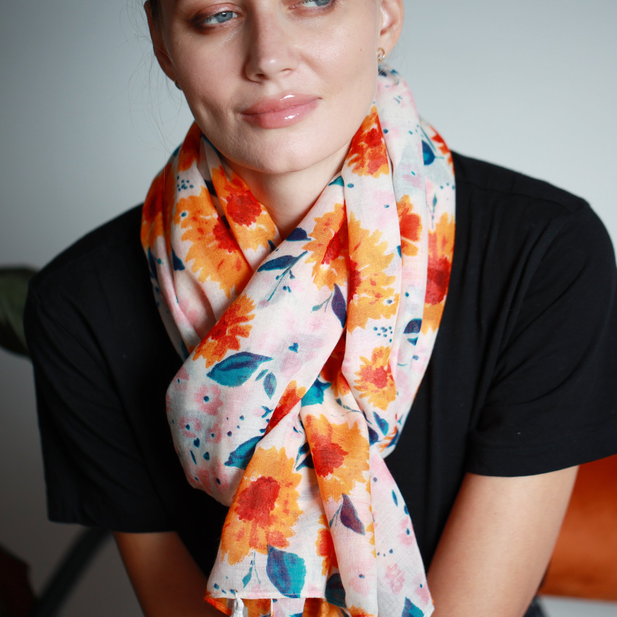 Orange blue scarf store