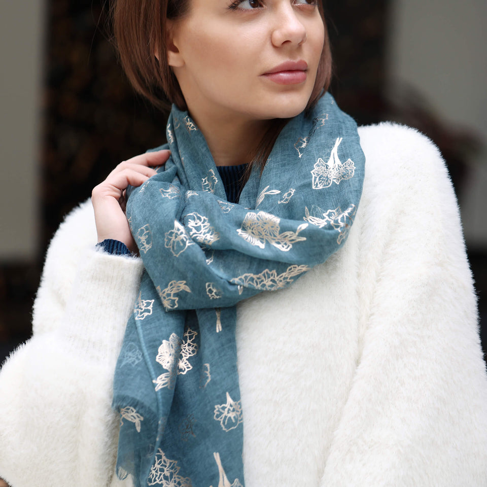 Personalised Rose Gold Foil Birth Flower Scarf