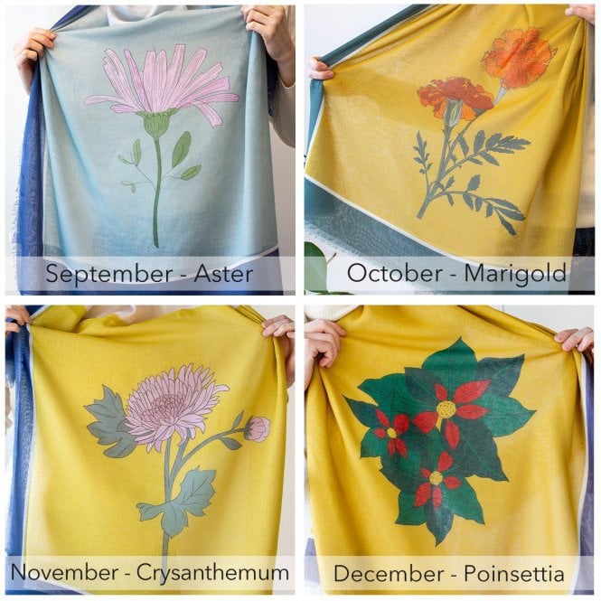 Personalised Eco Birth Flower Scarf