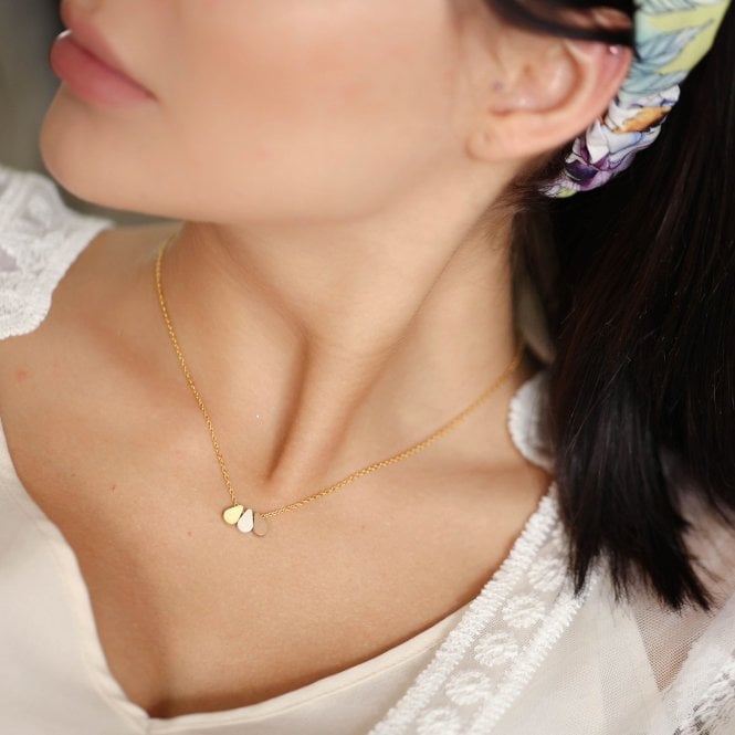 Personalised Tri Teardrop Gold and Silver Necklace