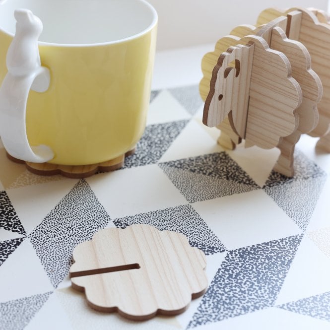 Wooden Sheep Coaster Stack Up Design