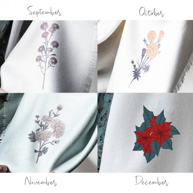 Personalised Birth Flower Blanket Scarf