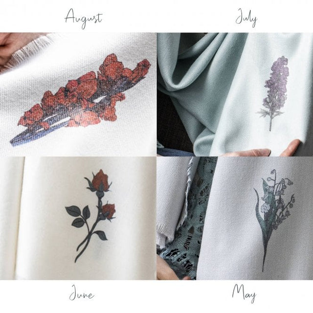 Personalised Birth Flower Blanket Scarf