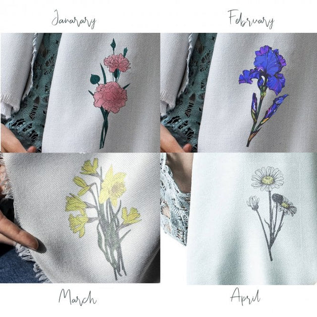 Personalised Birth Flower Blanket Scarf